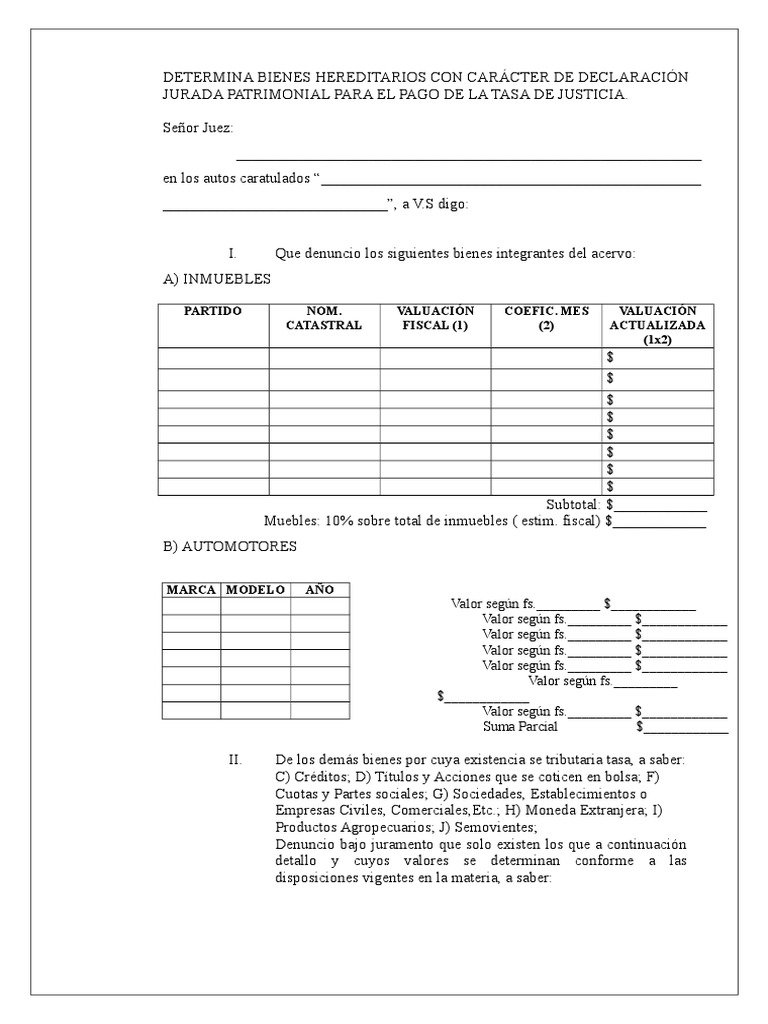 Declaracion Jurada Patrimonial Sucesion | PDF | Economias | Gobierno