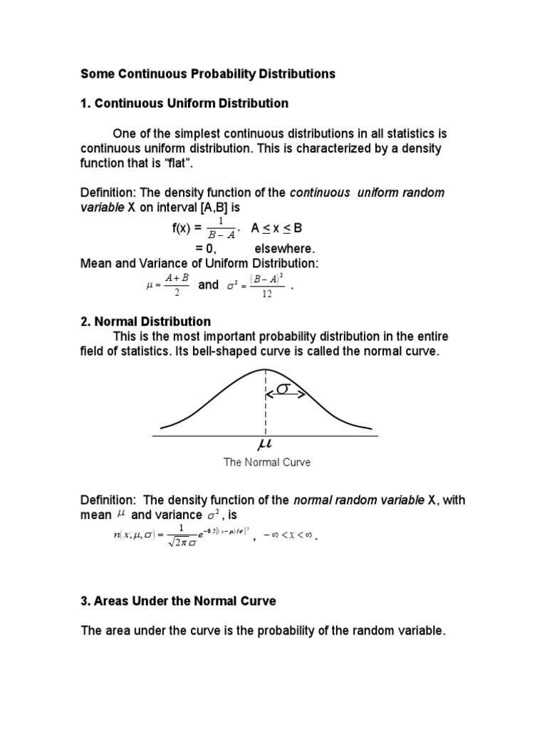 Continuous Probability Distributions Overview | PDF | Normal ...