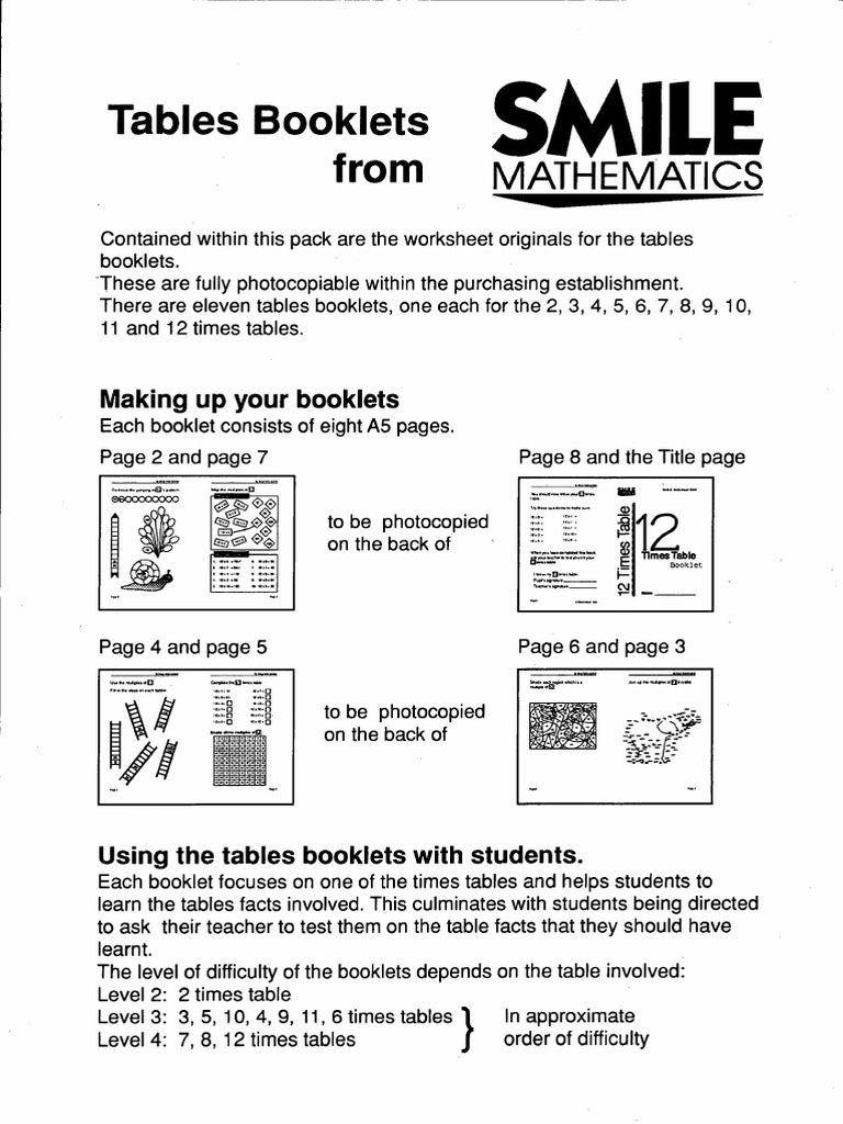 Times Tables Activity Pack | PDF | Teaching Mathematics