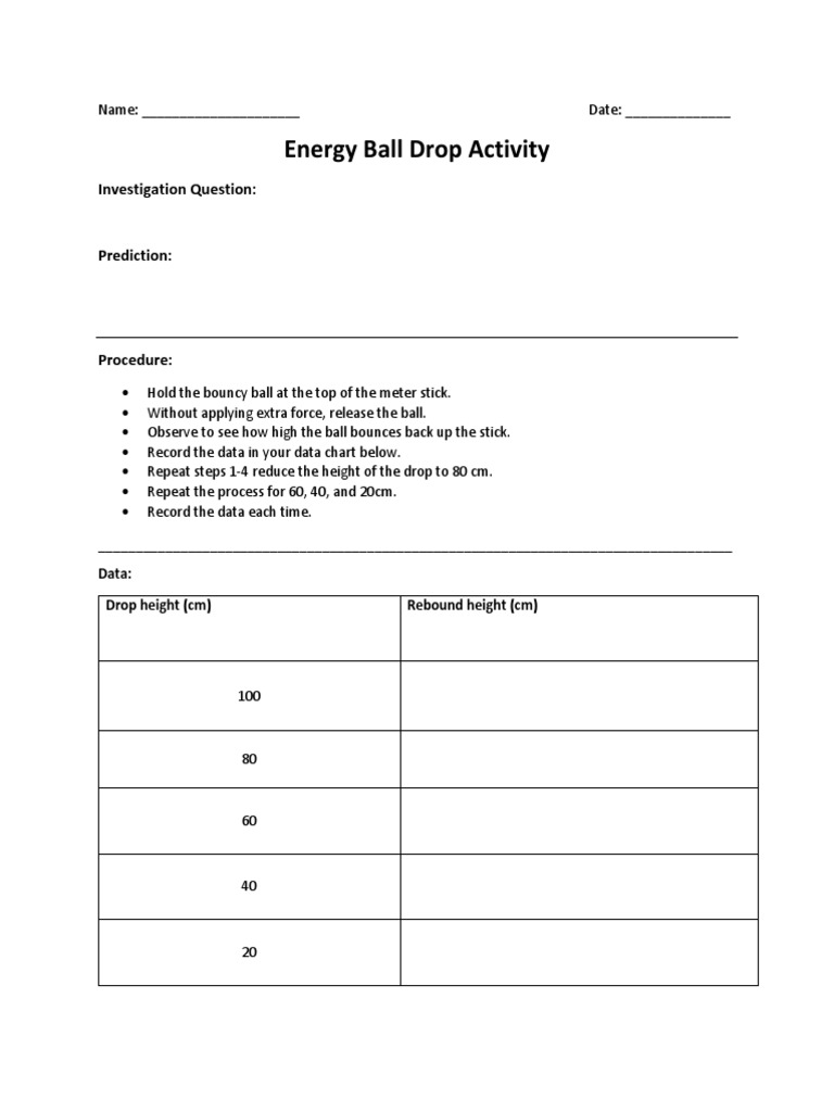Energy Ball Drop Activity | PDF | Teaching Methods & Materials | Computers