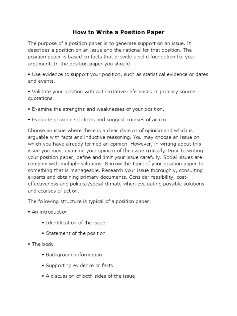 How To Write A Position Paper | PDF | Inductive Reasoning | Evaluation