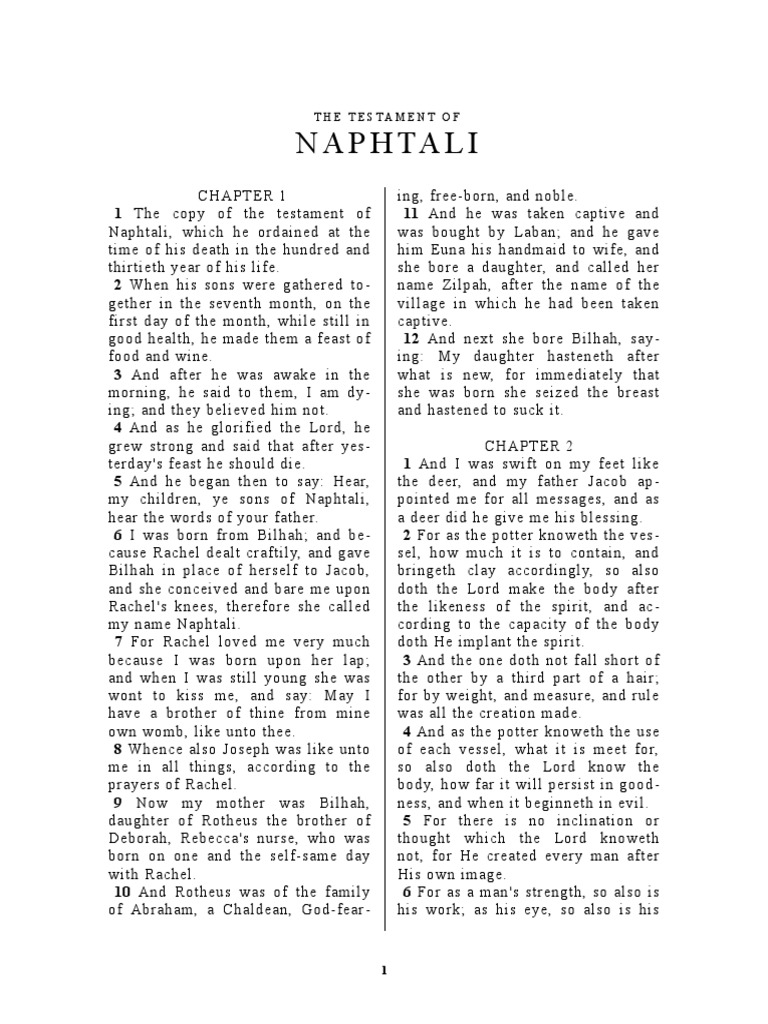 The Testament of Naphtali | PDF | Jacob | Rachel