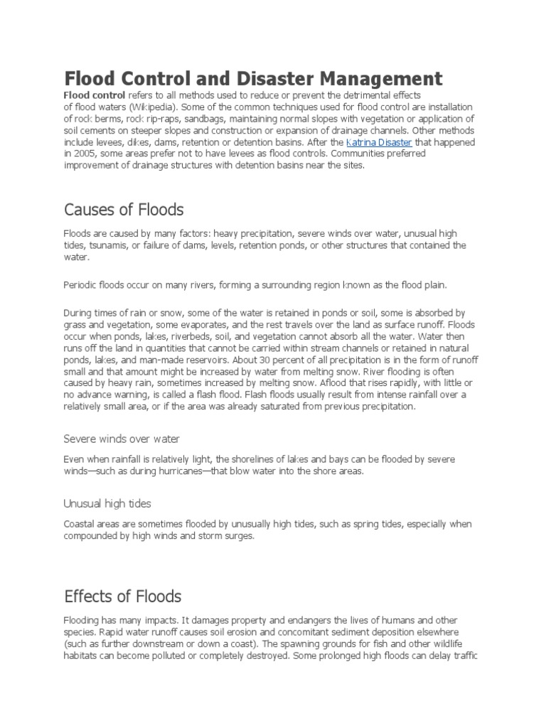 Flood Control and Disaster Management | Flood Control | Flood