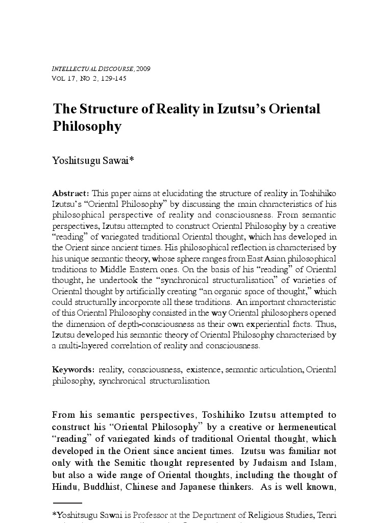 Structure of Reality in Izutsu's Oriental Philo | PDF | Reality | Existence