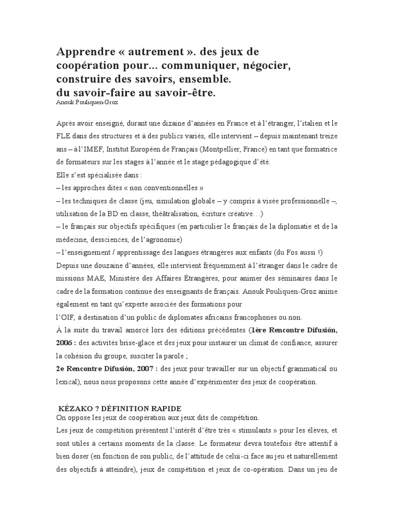 Poliquen-Groz Apprendre Autrement | PDF | Méthode du consensus | France