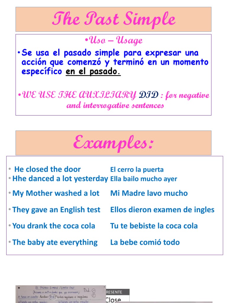 The Past Simple: Uso - Usage | PDF