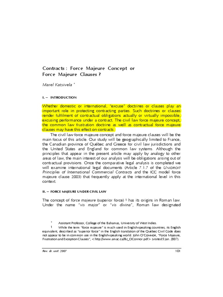 Force Majeure | Common Law | Contract Law