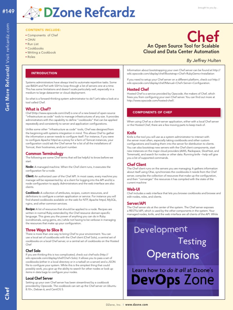 Chef Cheetsheet PDF | PDF | Application Programming Interface | Ruby ... Chef Cheetsheet PDF | PDF | Application Programming Interface | Ruby ...
