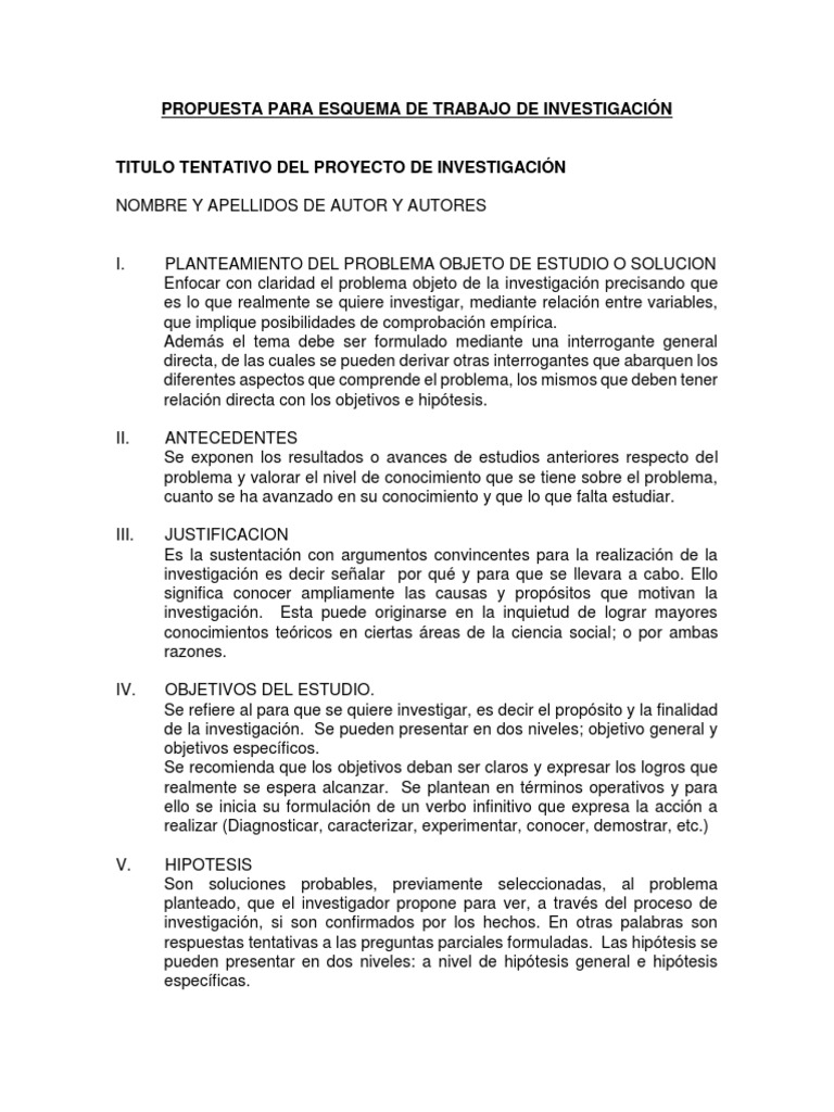 Titulo Tentativo Del Proyecto de Investigación | PDF | Teoría | Hipótesis