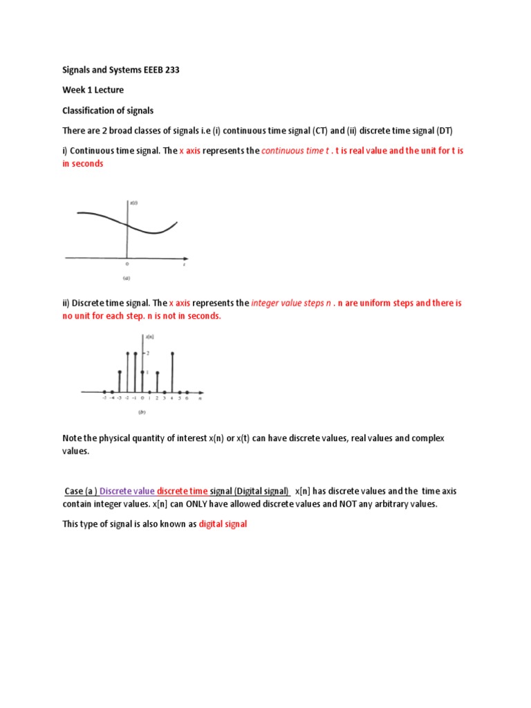 An Introduction to Classification of Continuous-Time and Discrete-Time Signals | PDF | Applied ...