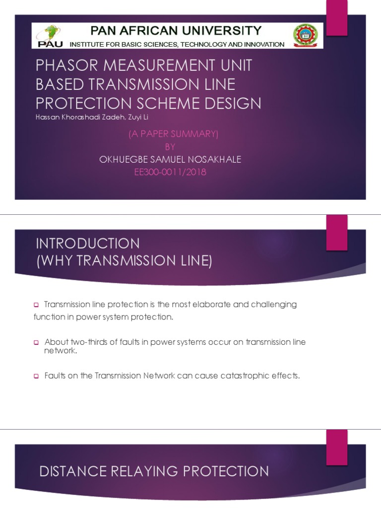 PMU-Based Transmission Line Protection | PDF | Electrical Impedance ...