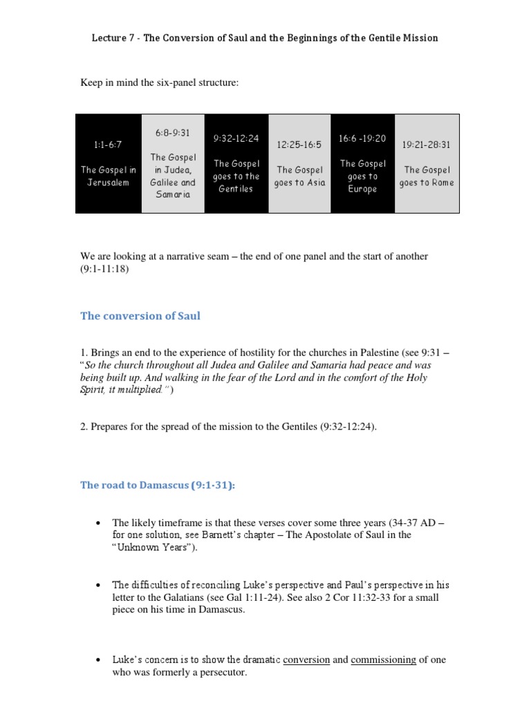 Handout 7 - The Conversion of Saul | PDF | Acts Of The Apostles | Paul ...