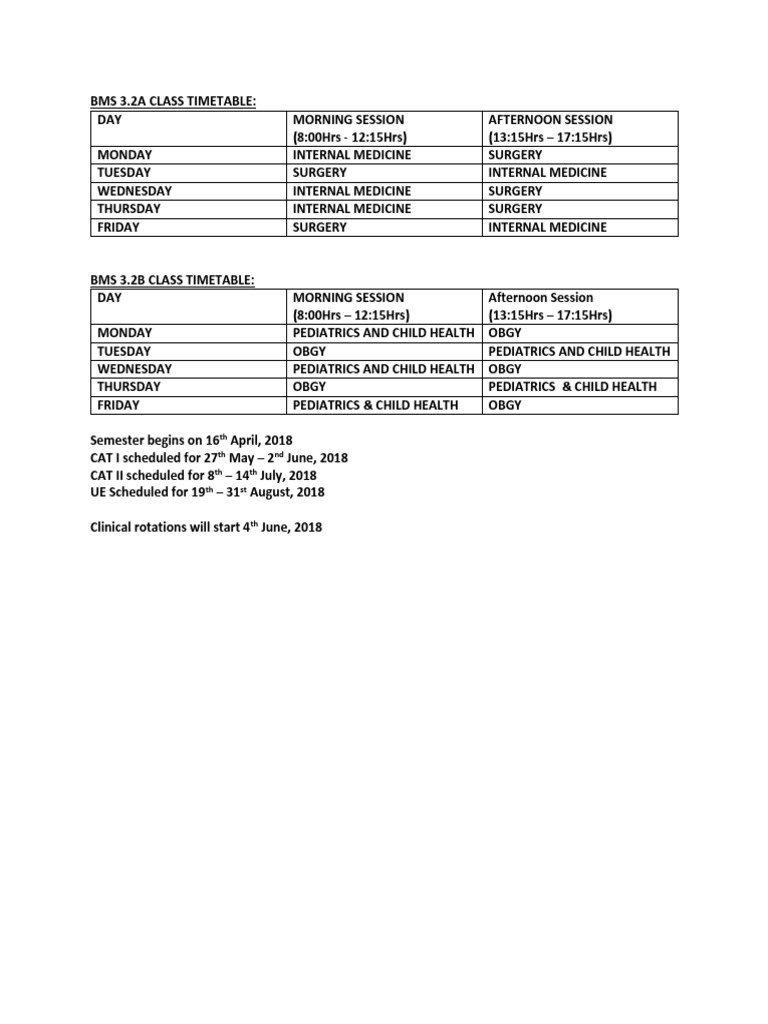 3.2 TimeTable | PDF | Health Care | Medicine