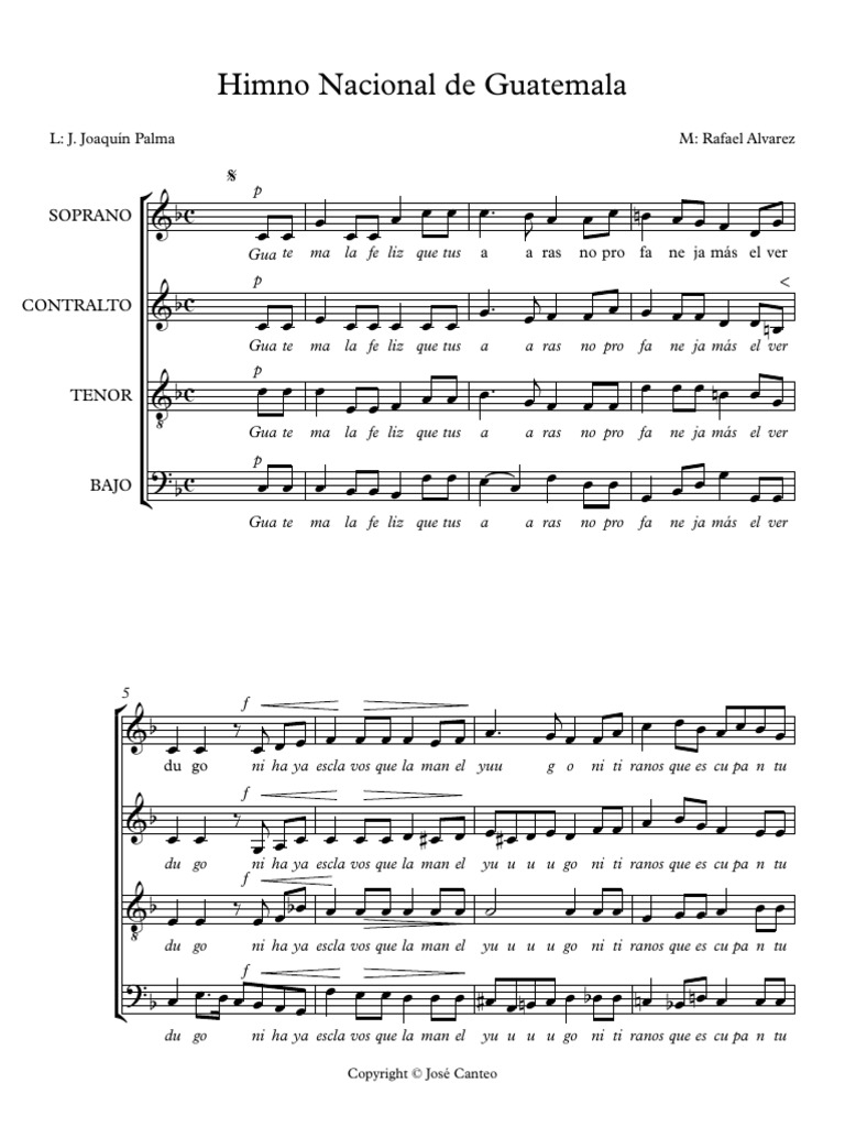 Himno Nacional de Guatemala Partitura Completa | PDF