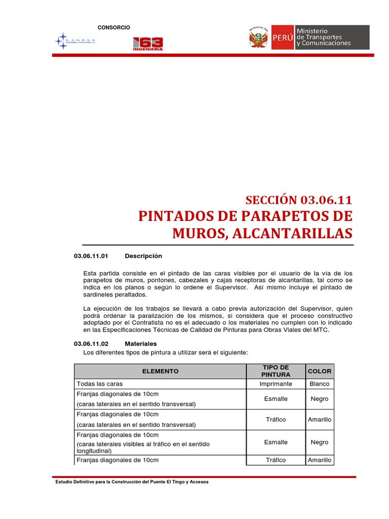 Pintado de Parapetos y Alcantarillas | PDF | Pintar | Color