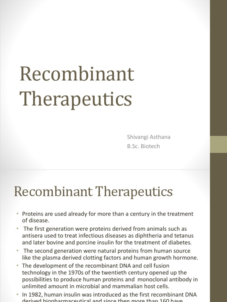 Recombinant Therapeutics | PDF | Hepatitis B | Recombinant Dna