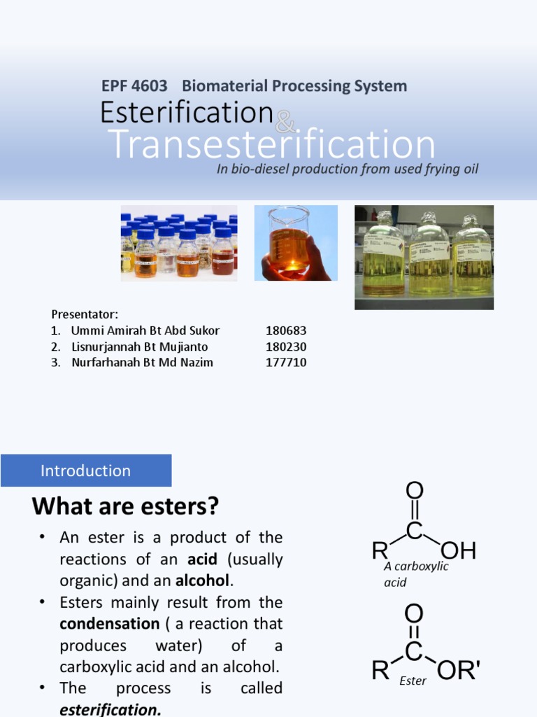 Transesterification | PDF | Ester | Biodiesel