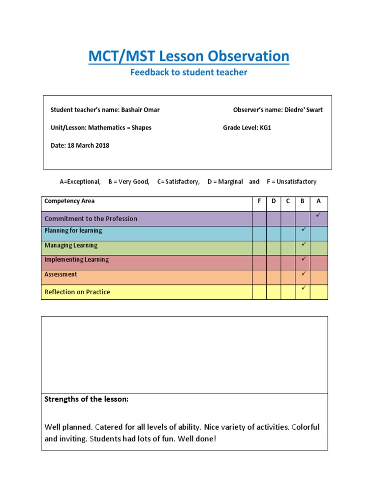 MST Observation 1 | PDF | Behavior Modification | Learning