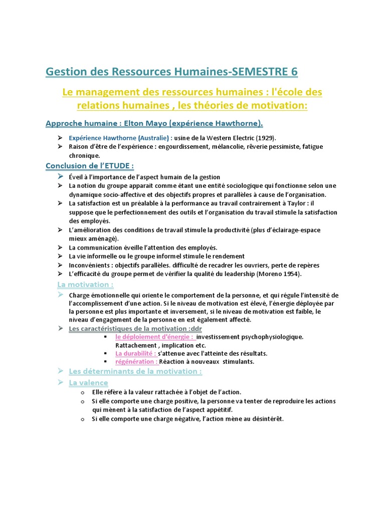 Résumé GRH | PDF | Gestion des ressources humaines | Recrutement