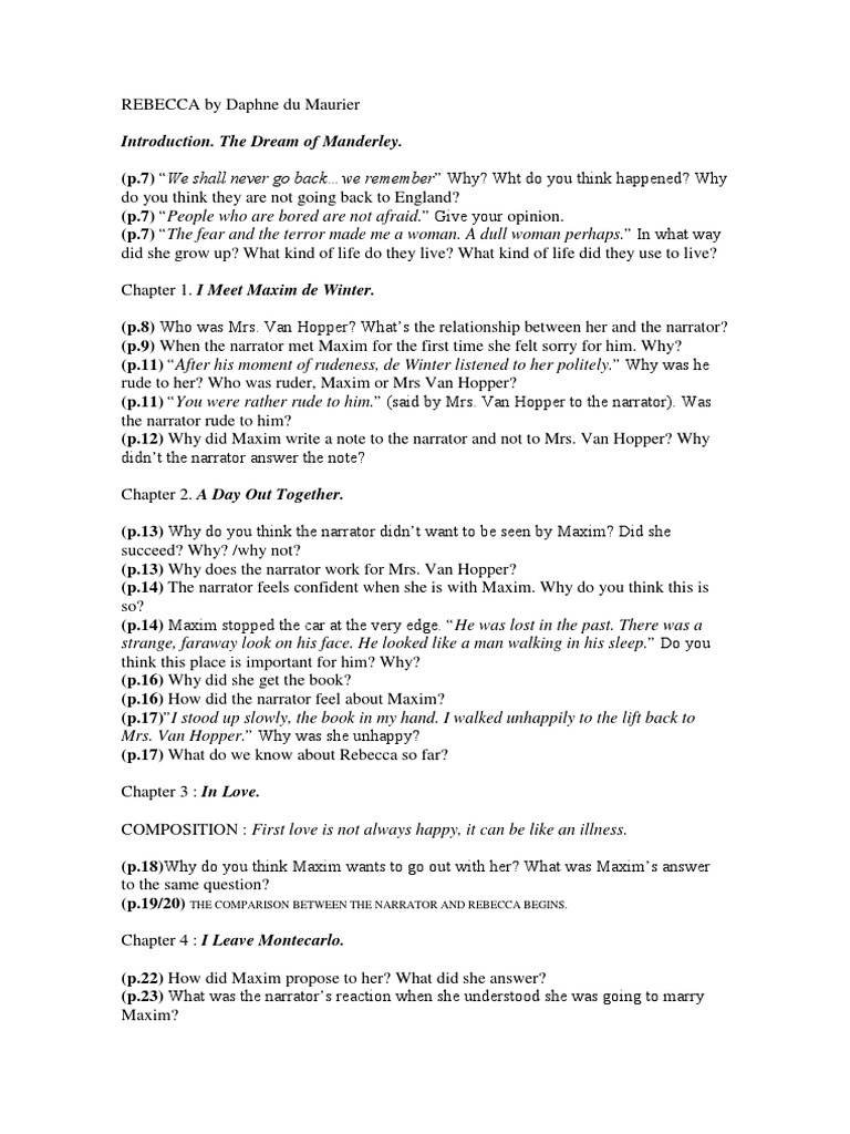 A Guide To Read REBECCA by Daphne Du Maurier | PDF