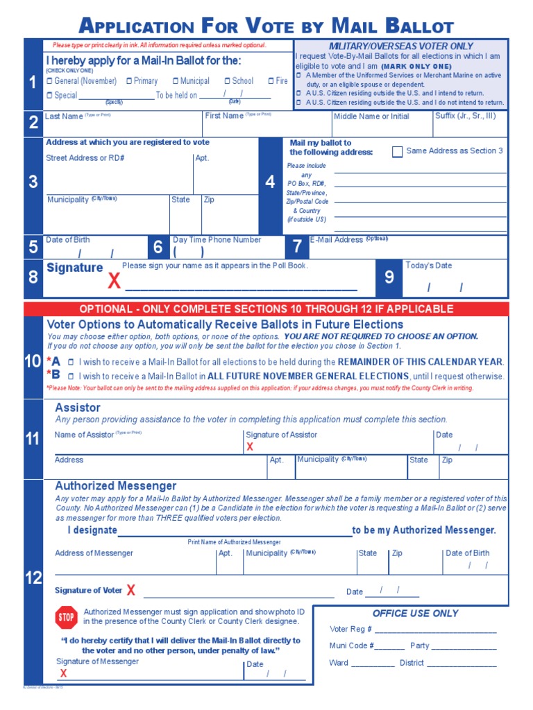 Mail-In Ballot Application Form | PDF | Postal Voting | Group Decision ...