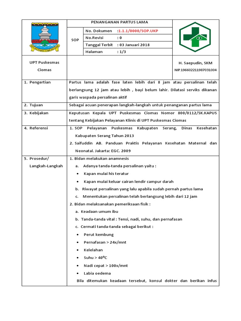 Sop Partus Lama | PDF