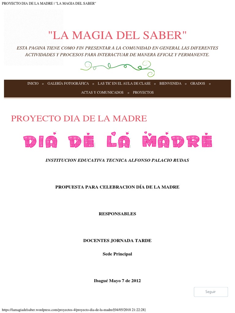 Proyecto Dia de La Madre La Magia Del Saber PDF | PDF