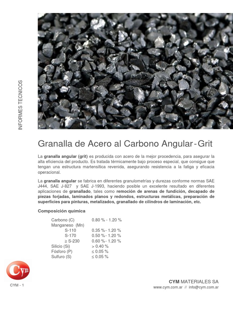 Abrasivos Granalla Acero Carbono Angular Grit Ficha Tecnica Cym ...