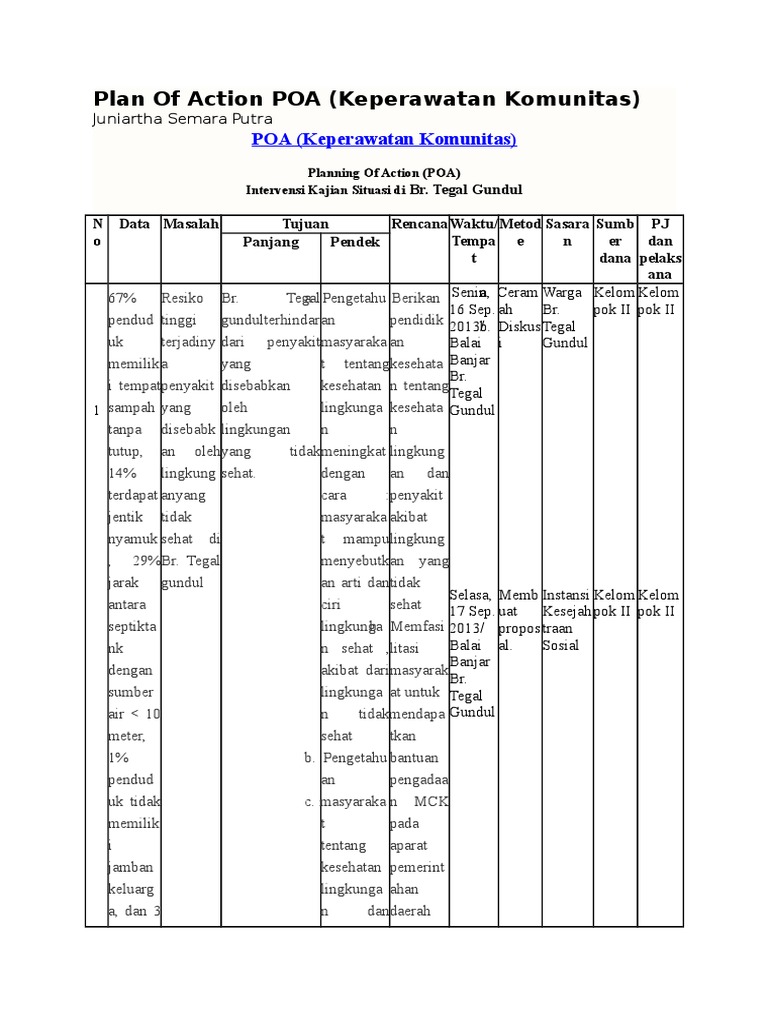 Plan of Action POA | PDF