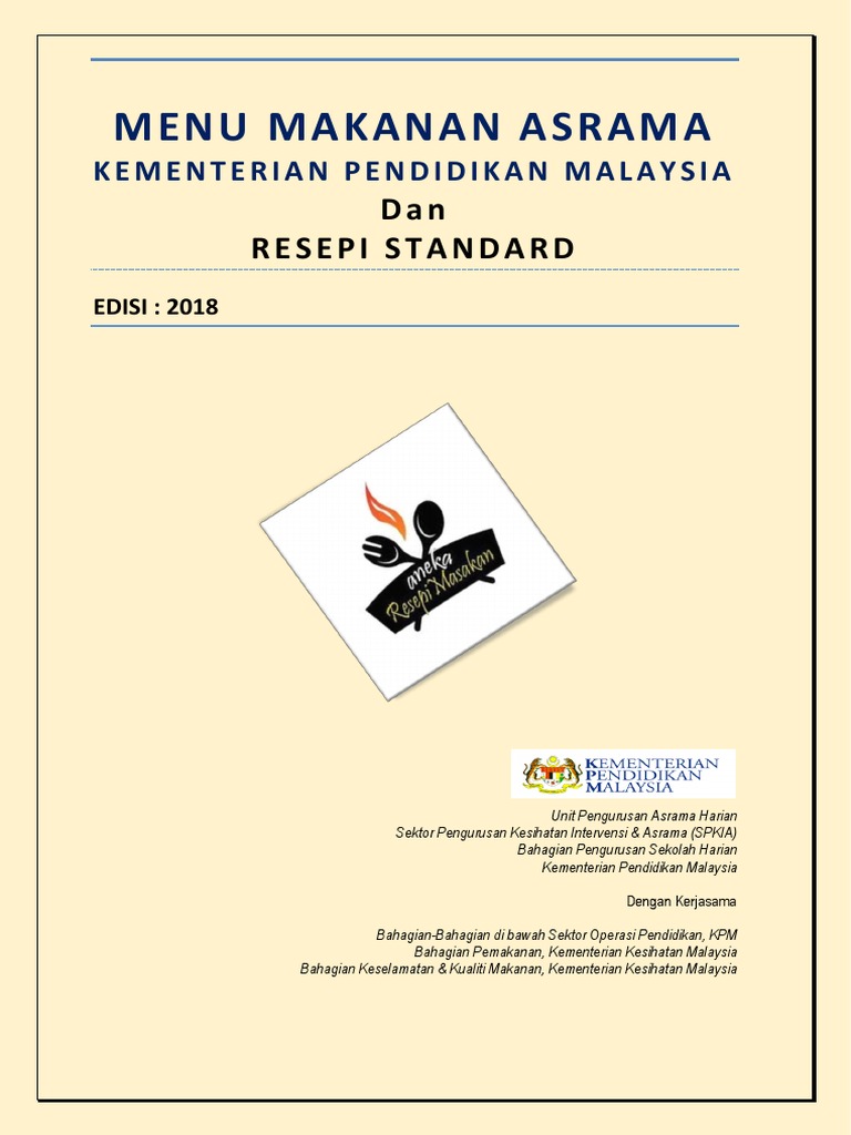 Buku Menu Makanan Asrama KPM & Resepi Standard 2018 | PDF