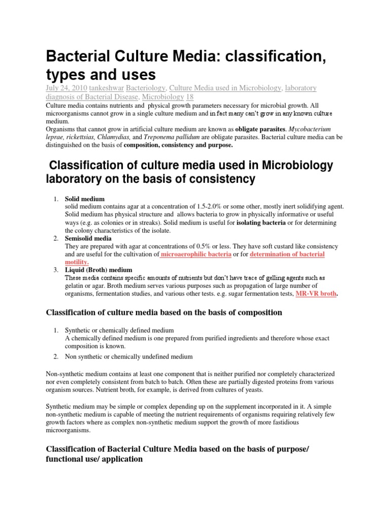 Bacterial Culture Media | PDF | Growth Medium | Staining