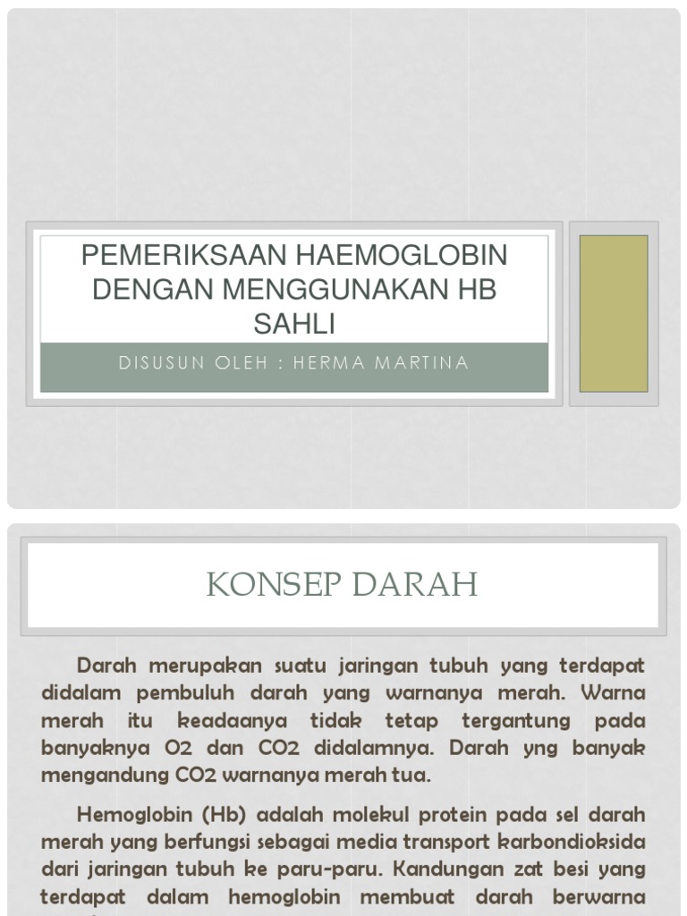 Pemeriksaan Hemoglobin dengan Metode Sahli | PDF | Sains & Matematika