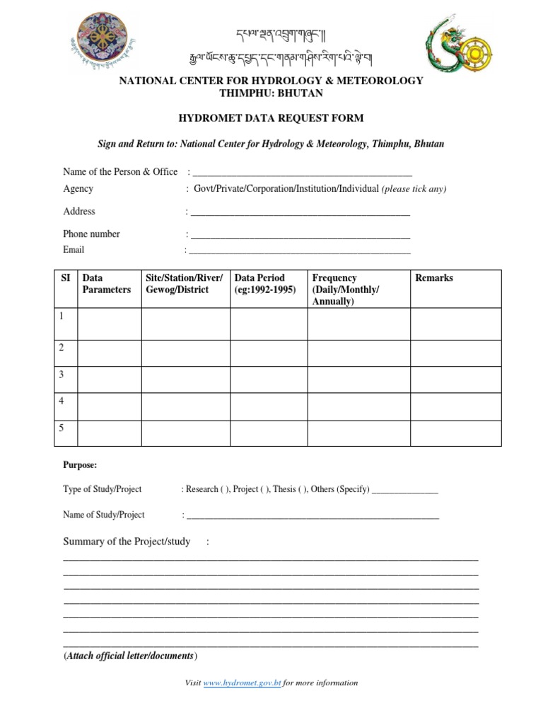National Center For Hydrology & Meteorology Thimphu: Bhutan Hydromet ...