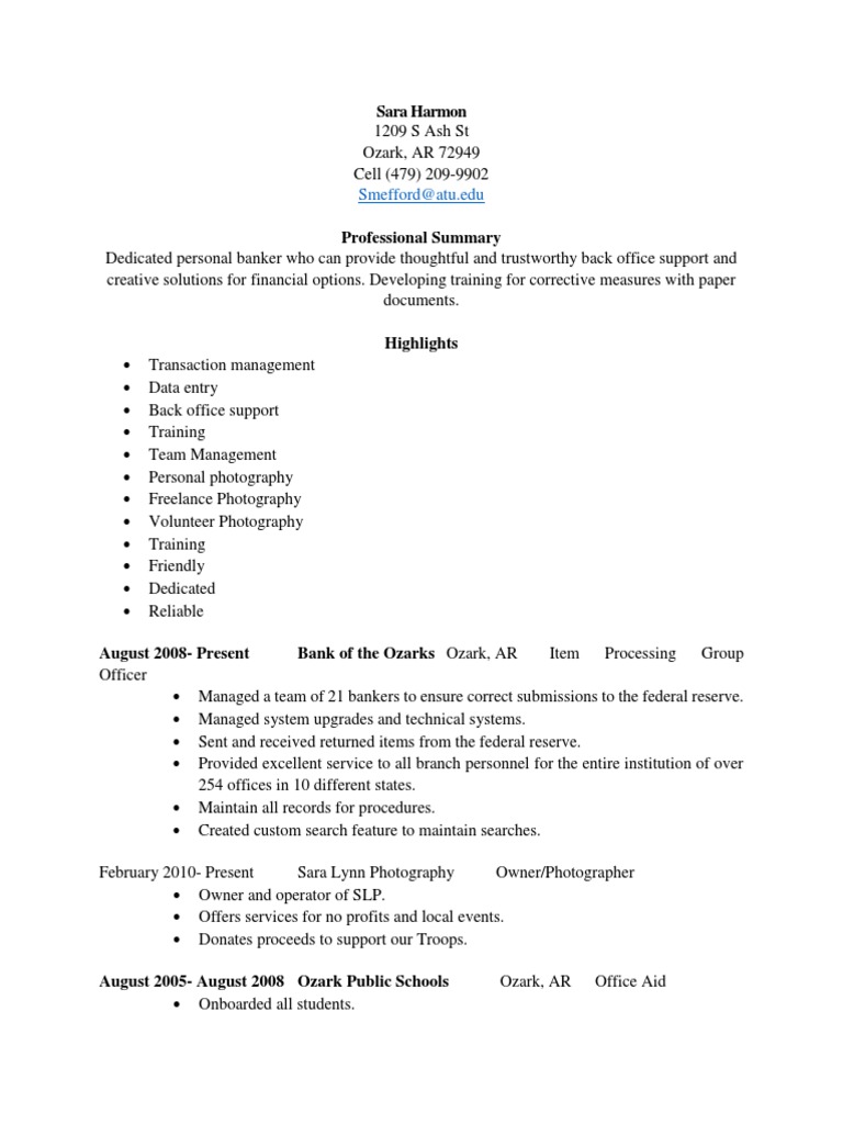 Sara Harmon Resume | PDF