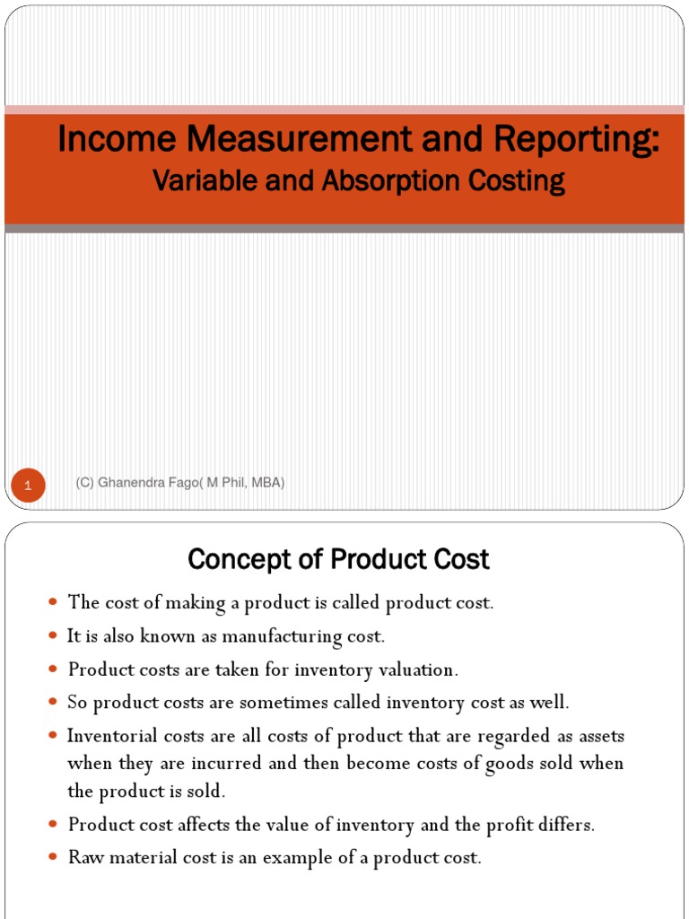 Variable and Absorption Income Statement | PDF | Cost Of Goods Sold ...