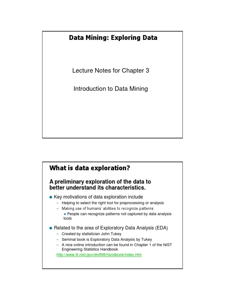 Data Mining: Exploring Data: Lecture Notes For Chapter 3 | PDF ...