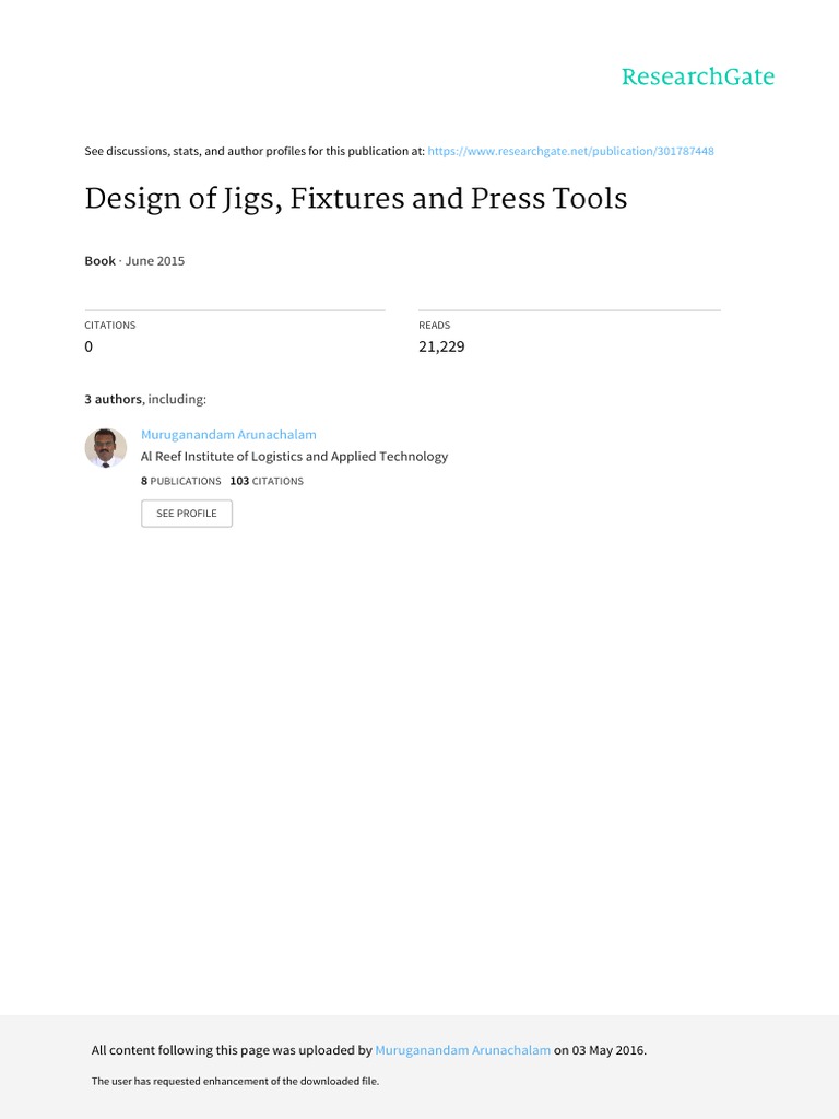 Jigs, Fixtures, and Press Tools Design | PDF | Engineering