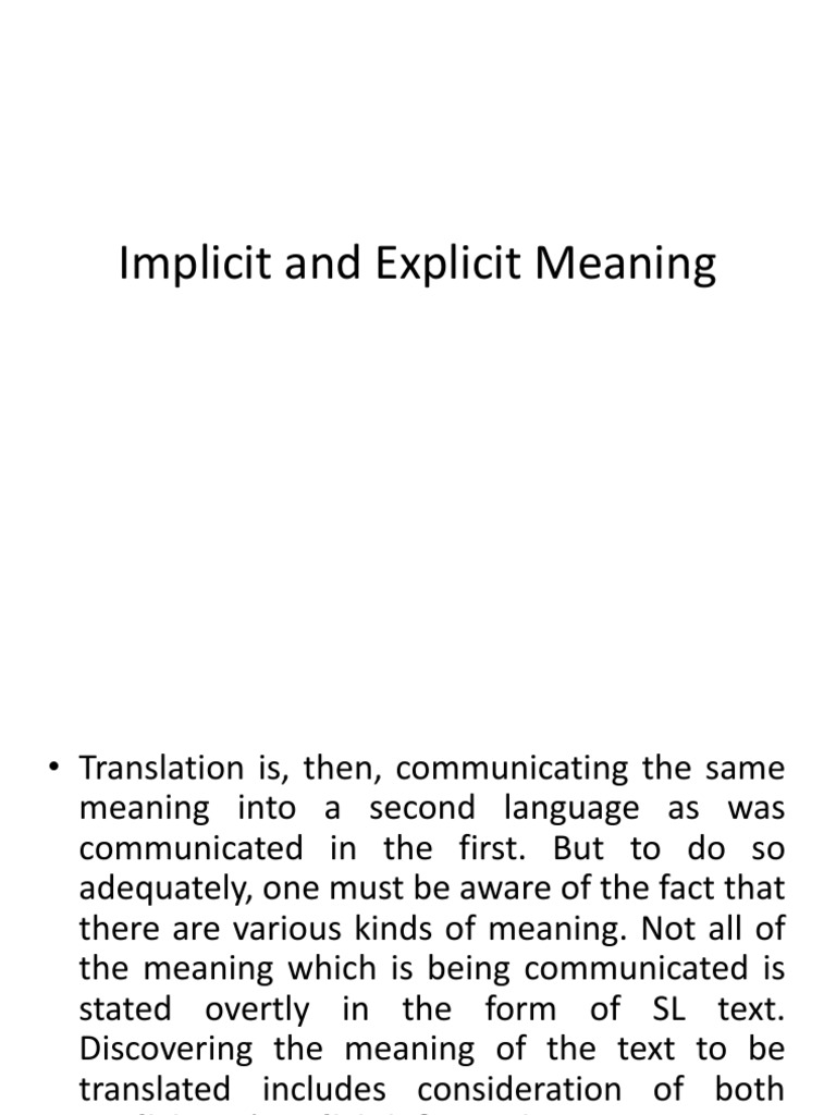 Implicit and Explicit Meaning | PDF | Grammatical Number | Semiotics