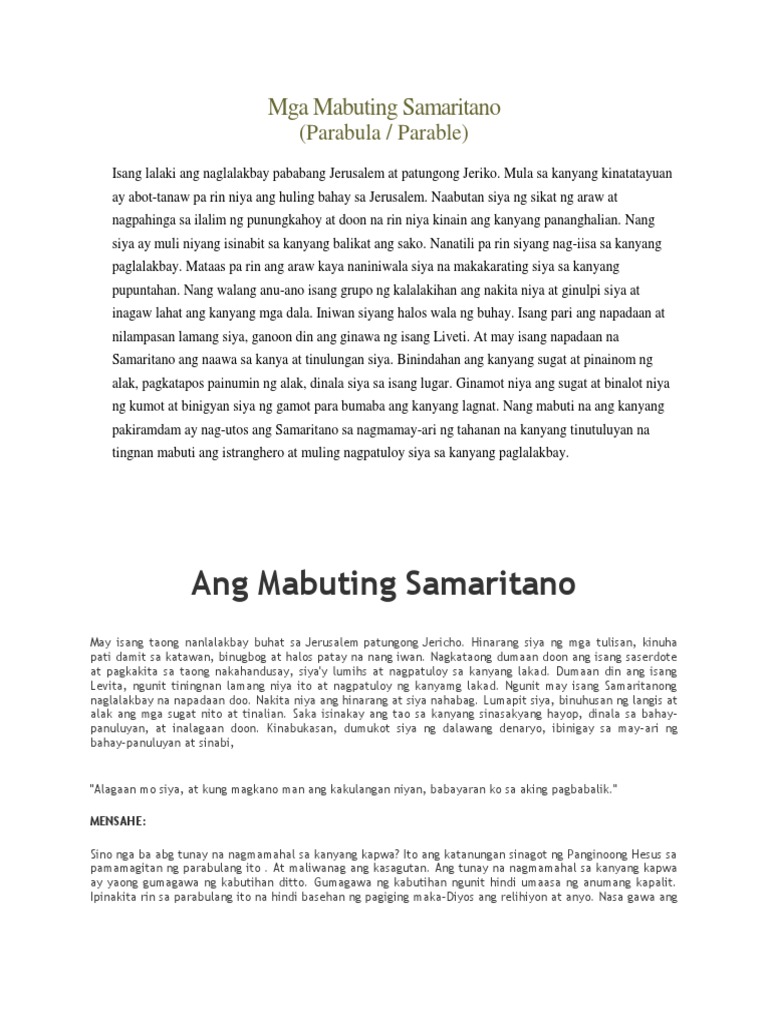 Mga Mabuting Samaritano | PDF