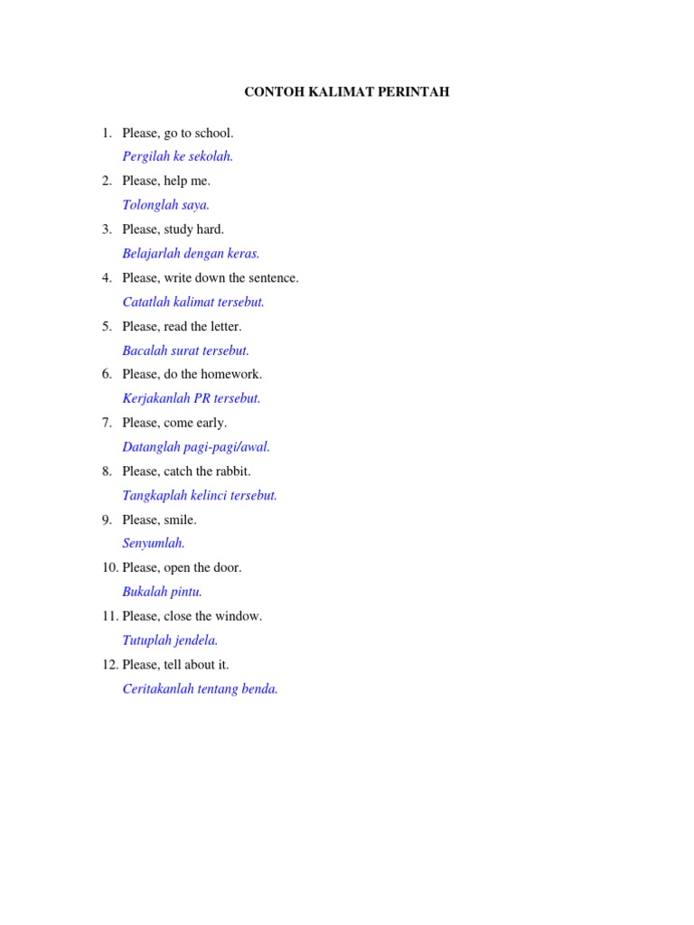 Contoh Kalimat Perintah | PDF