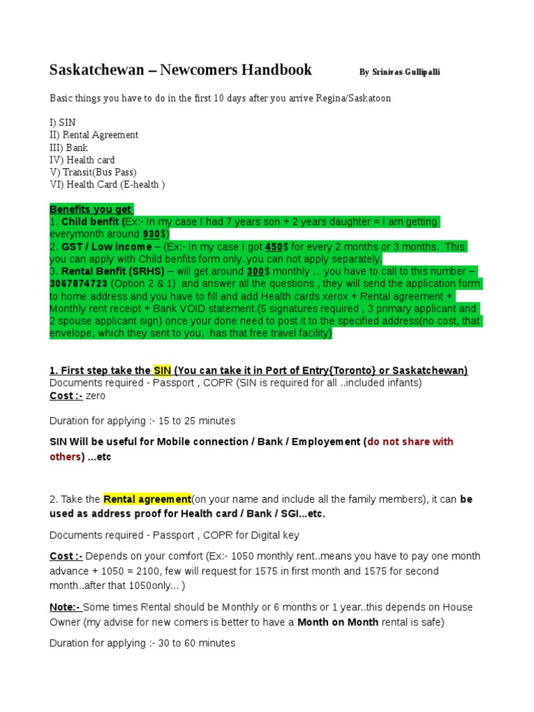 Newcomer Essentials for Saskatchewan | PDF | Identity Document | Driver ...