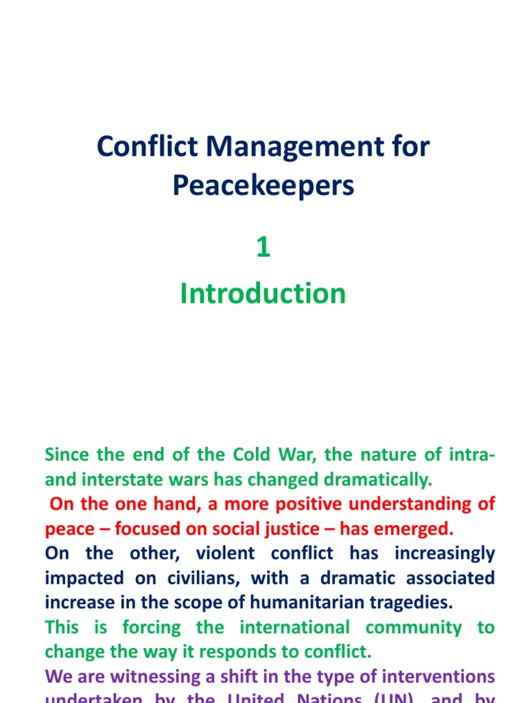 Conflict Management For Peacekeepers | PDF | Peacekeeping | Peace