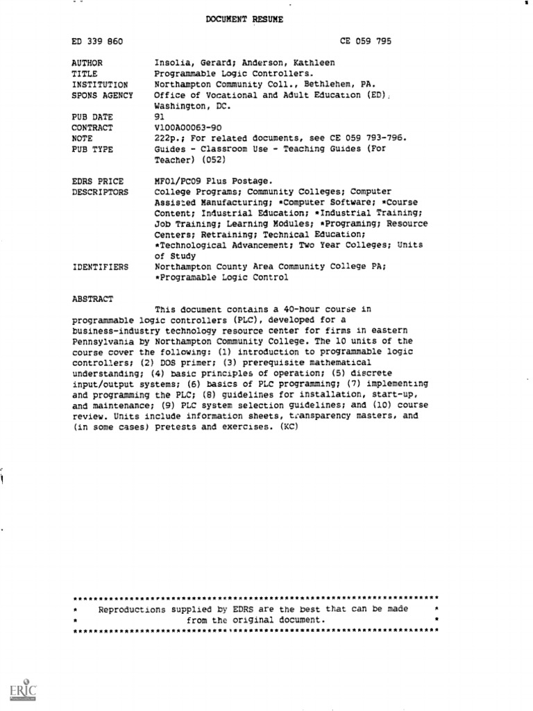Programmable Logic Controllers | PDF | Programmable Logic Controller ...