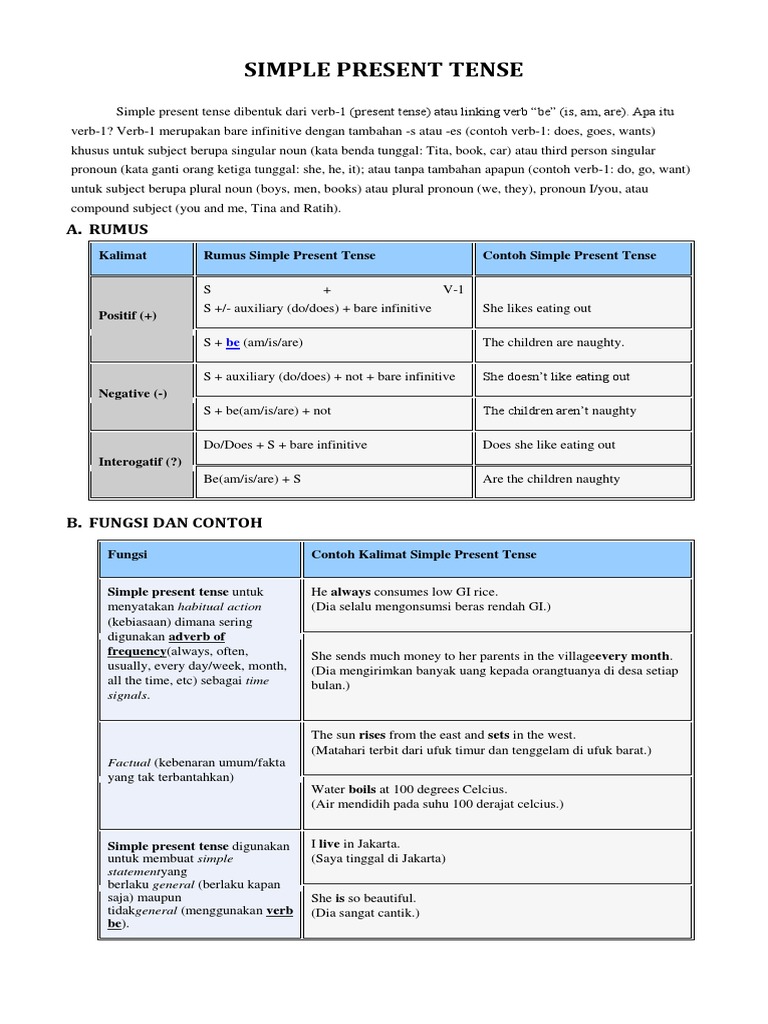 Simple Present Tense, Past Tense, Conditional Sentence Type 1 ...