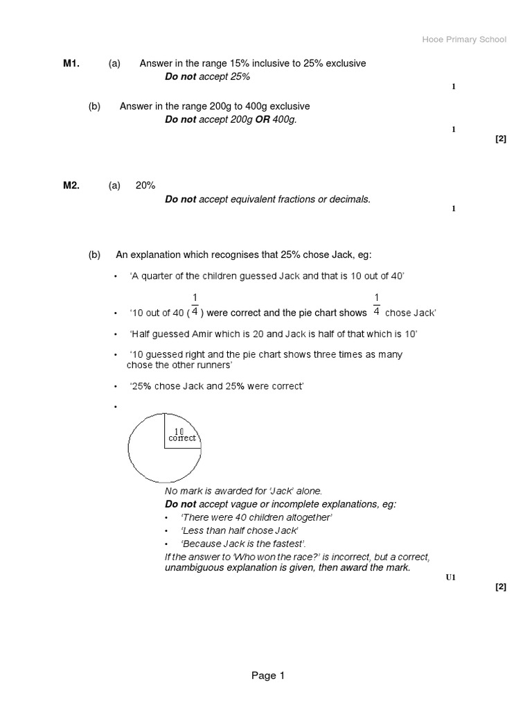 M1. (A) Answer in The Range 15% Inclusive To 25% Exclusive | PDF ...