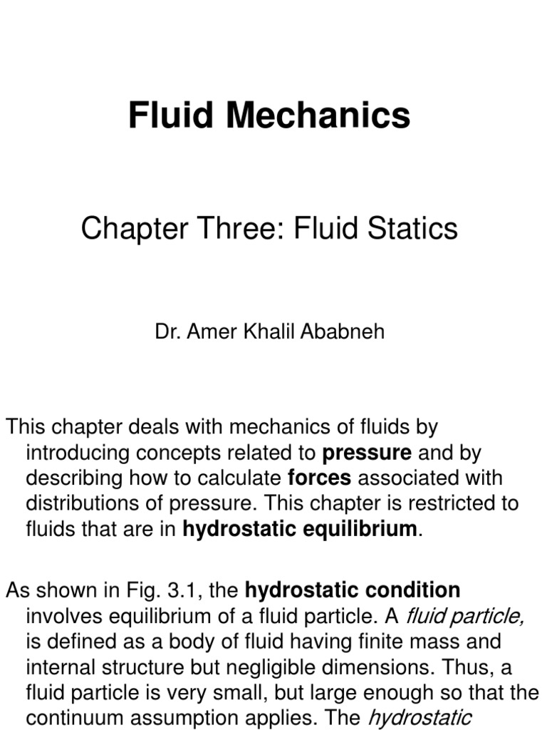 Fluid Mechanics: Chapter Three: Fluid Statics | PDF | Buoyancy | Pressure Measurement