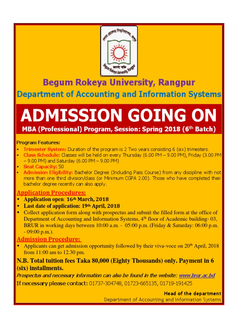 Admission Going On: Begum Rokeya University, Rangpur | PDF