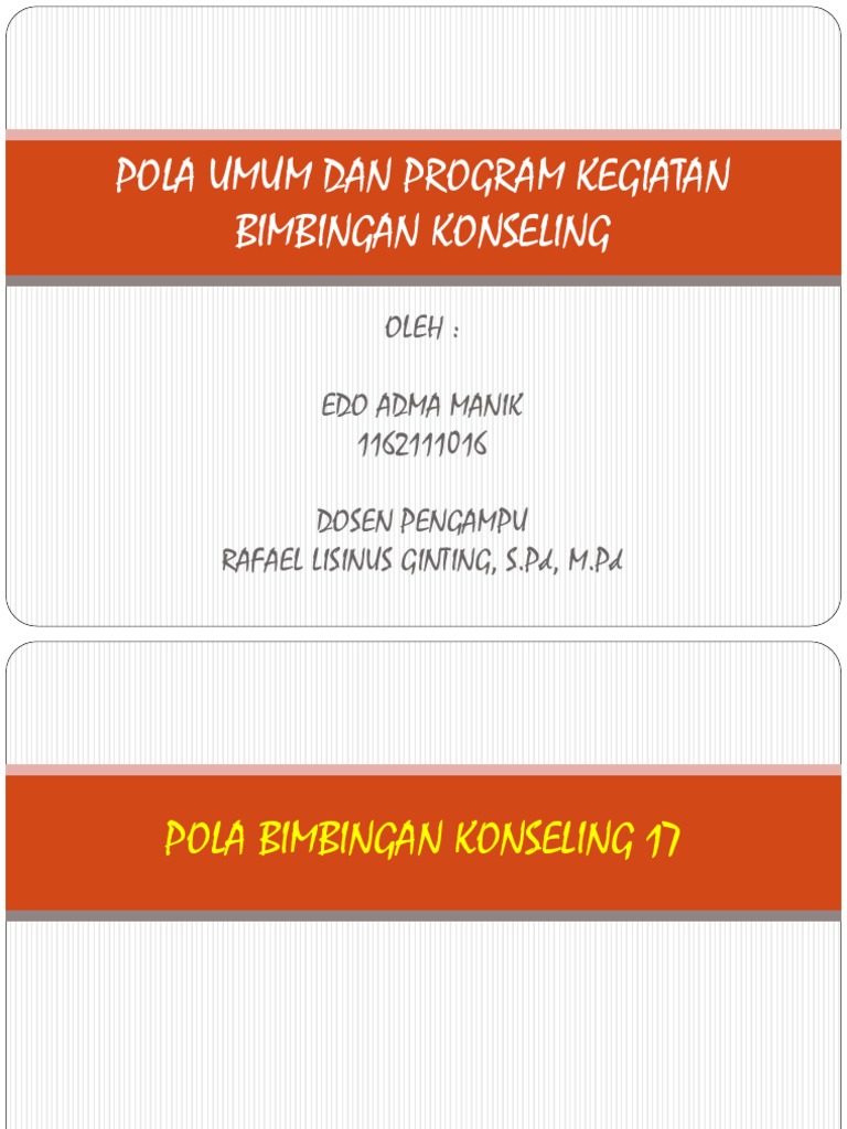Pola Umum Dan Program Kegiatan Bimbingan Konseling | PDF