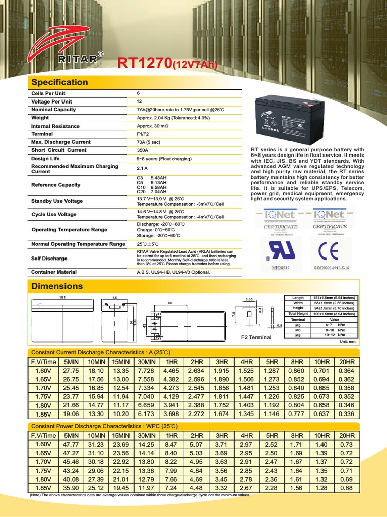 RT1270 | PDF | Battery (Electricity) | Electricity
