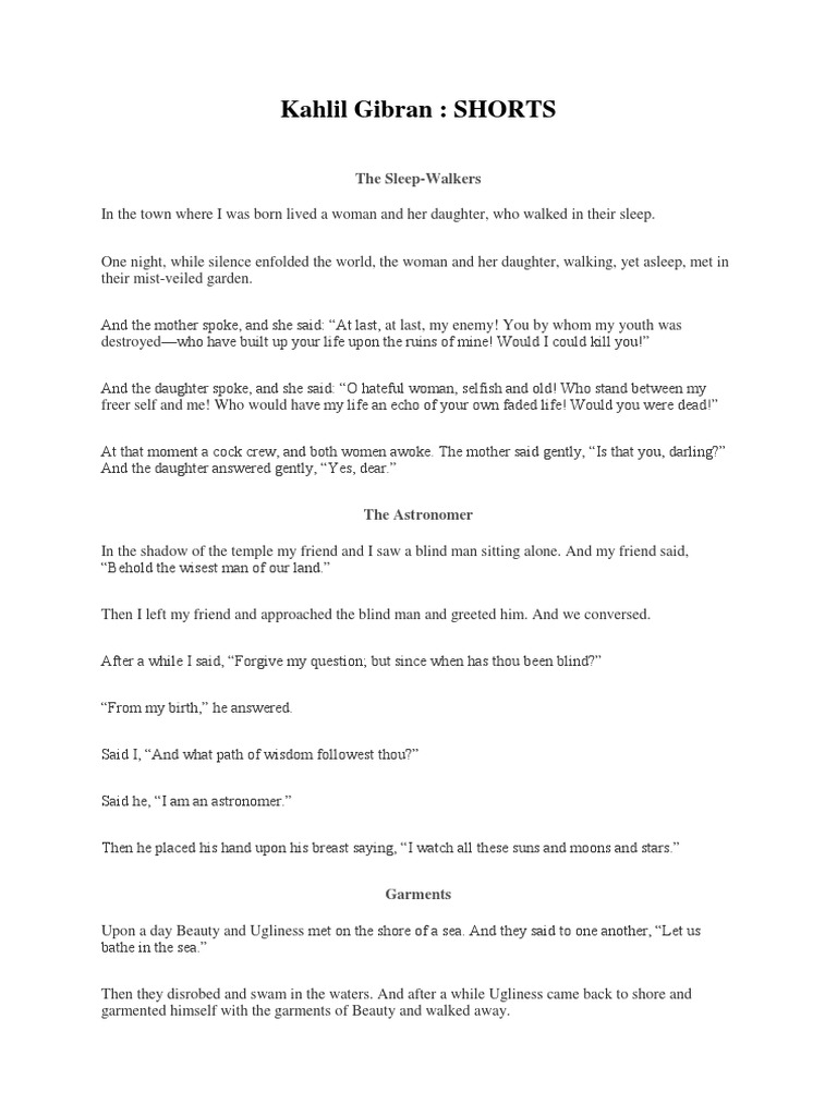 Kahlil Gibran Short Story | PDF